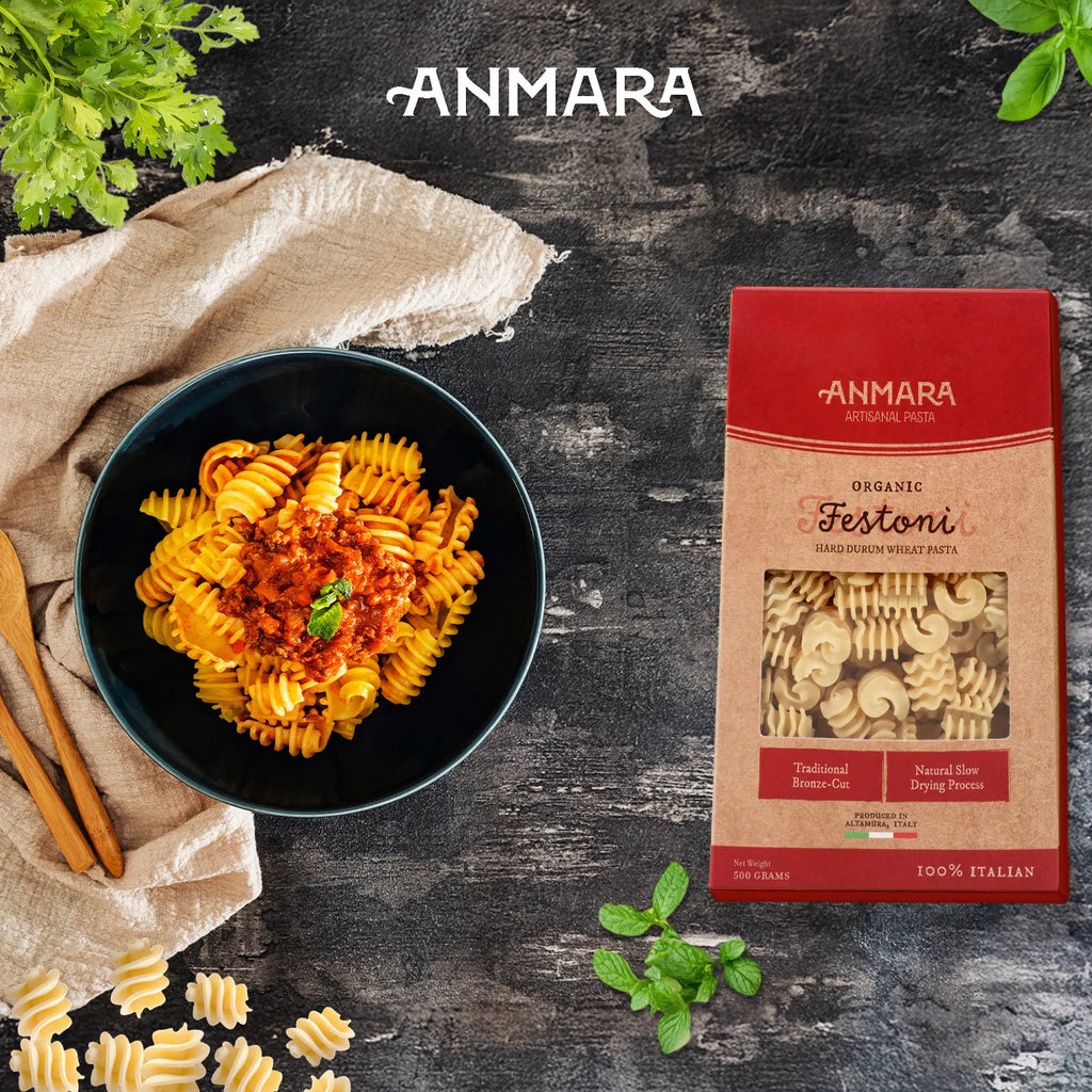 Anmara Organic Festoni | Italian Bronze-Cut Pasta for Sauces & Bakes ...