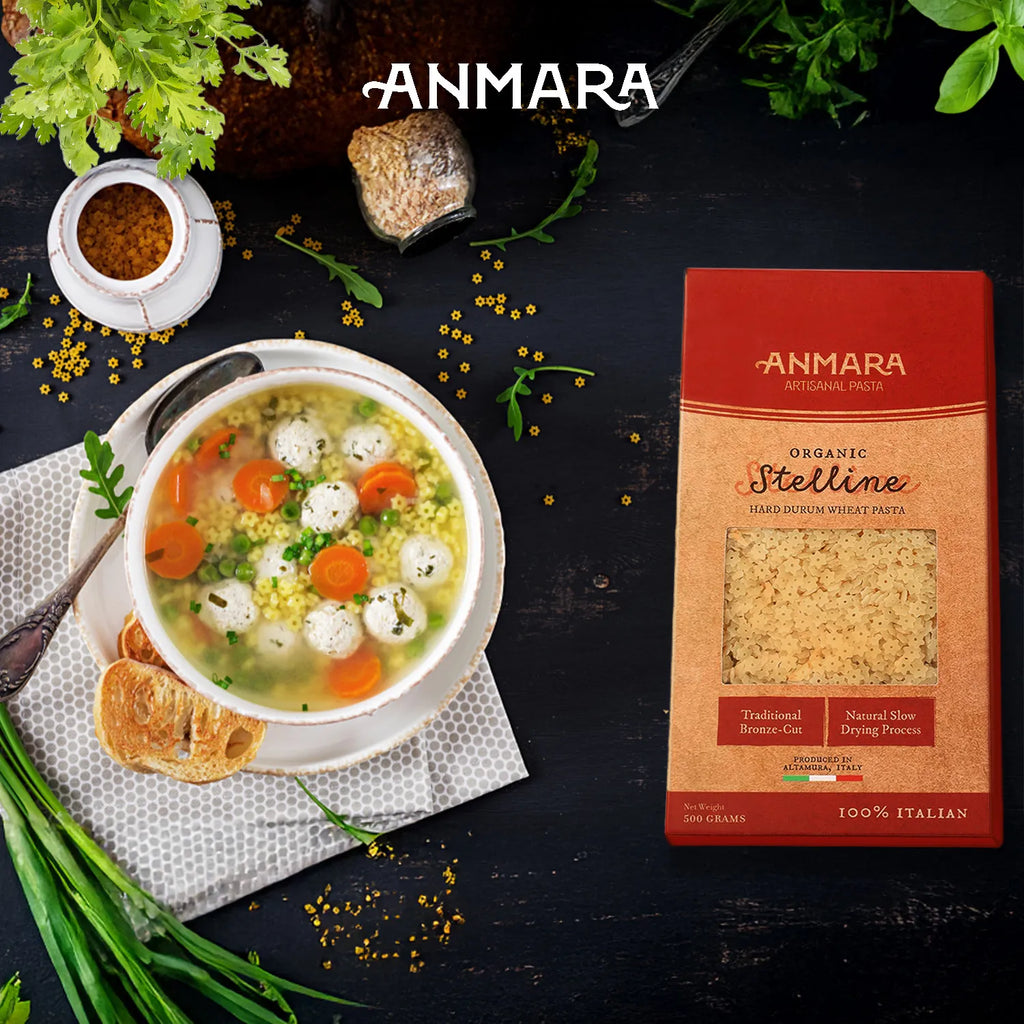 Anmara Organic Stelline | Italian Bronze-Cut Star Pasta for Soups ...