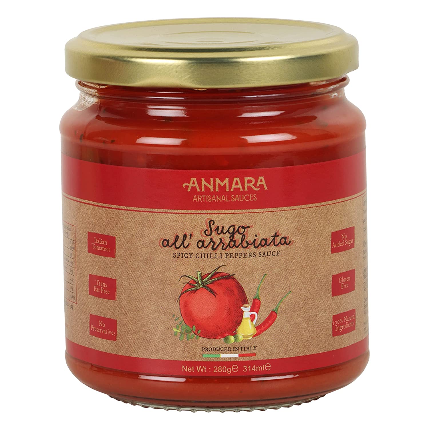 Anmara Artisanal Pasta & Pizza Sauce – Italian Arrabiata Spicy Chilli ...